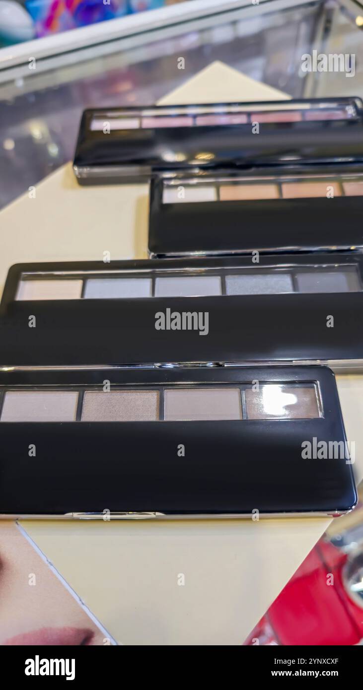 Set of eye shadows of different colors. Choice of shades. Holiday ...
