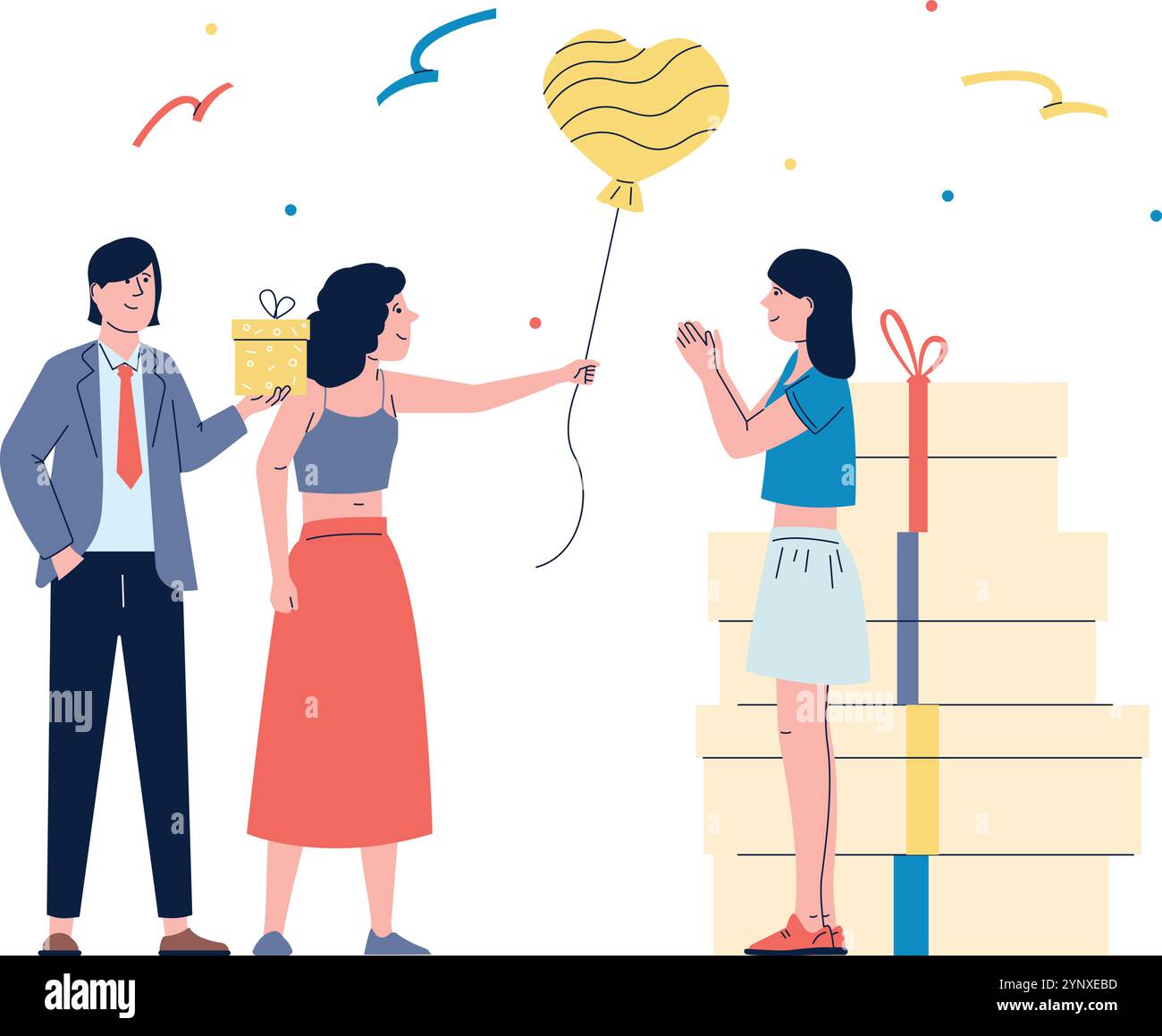 A man is giving a gift to a woman and a child Stock Vector Image & Art ...