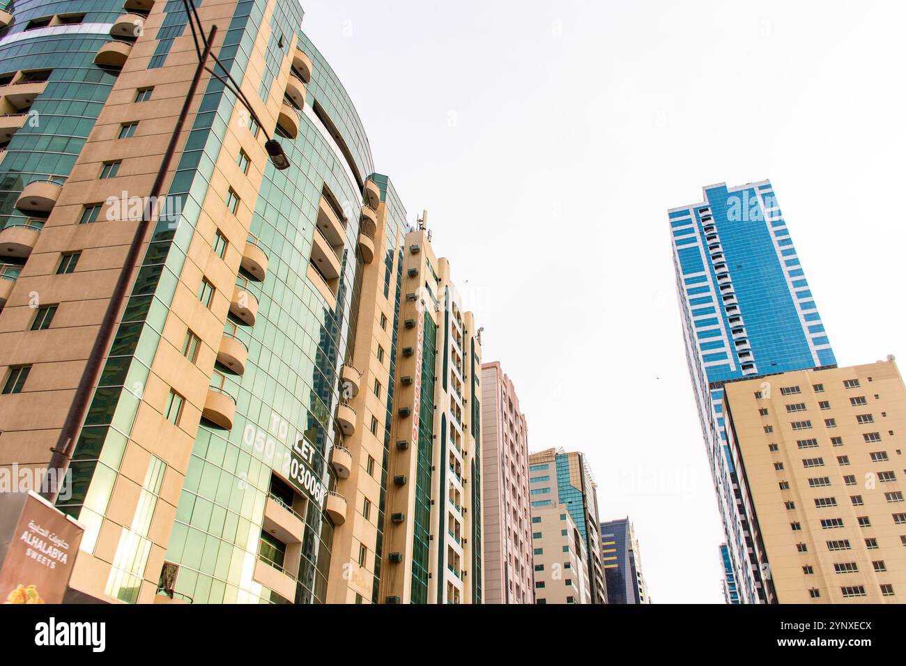 Skyscrapers and high-rise residential buildings against the sky in ...