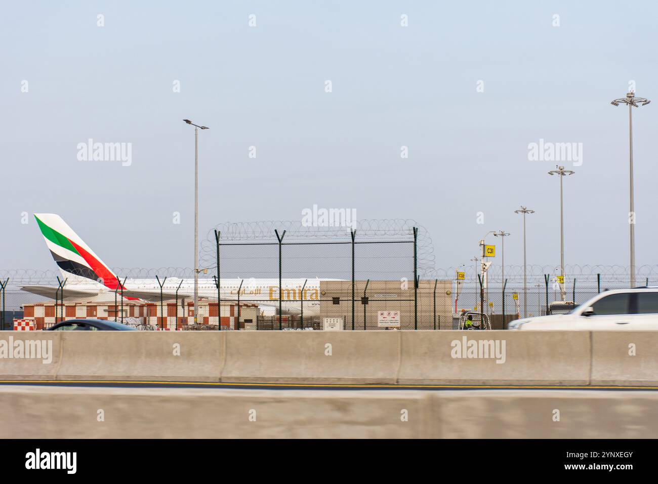 Emirates Airplane on the Dubai International Airport runway, United ...