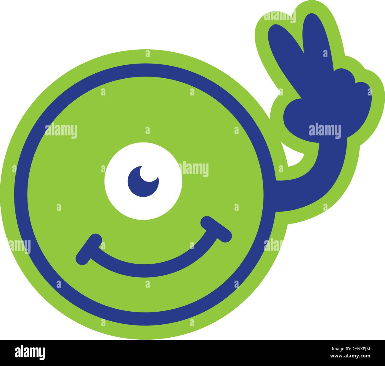 A green monster with a blue eye and a smiley face Stock Vector Image ...