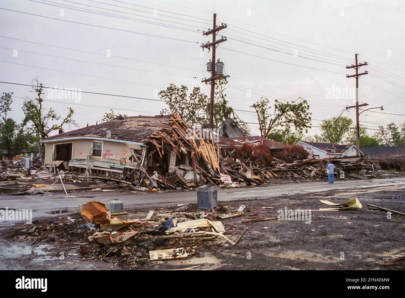 New Orleans, LA, USA - 2005: Destroyed homes and debris left by the ...