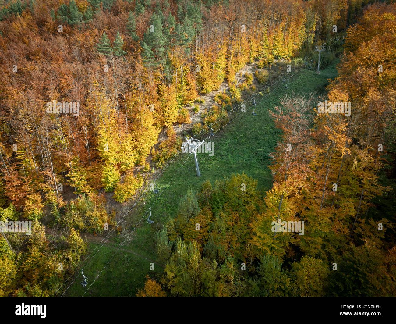 Lillafüred Cable Car, Chair Lift through forest and hills of Hungary ...