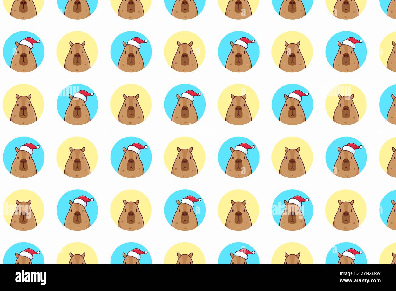 Cute pattern with capybaras. Vector Christmas illustration Stock Vector ...
