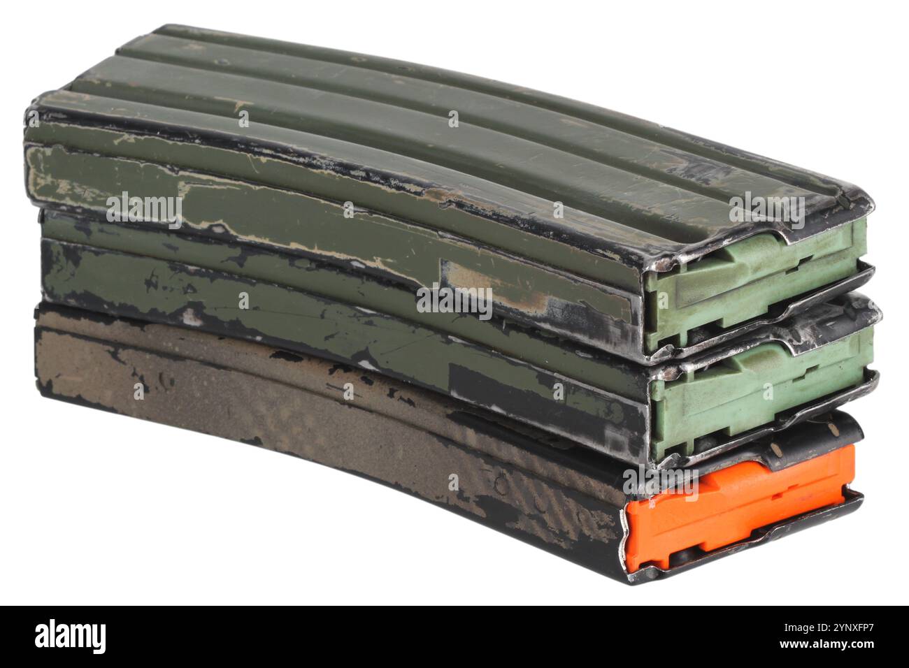 ammunition magazines for assault rifle M16 and M4 isolated on white ...