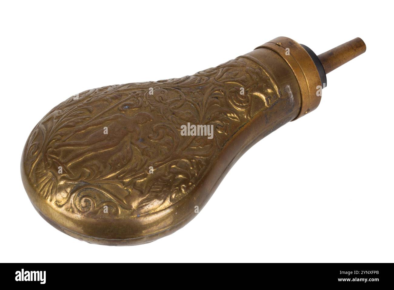 Old west gunpowder flask isolated on white background Stock Photo - Alamy