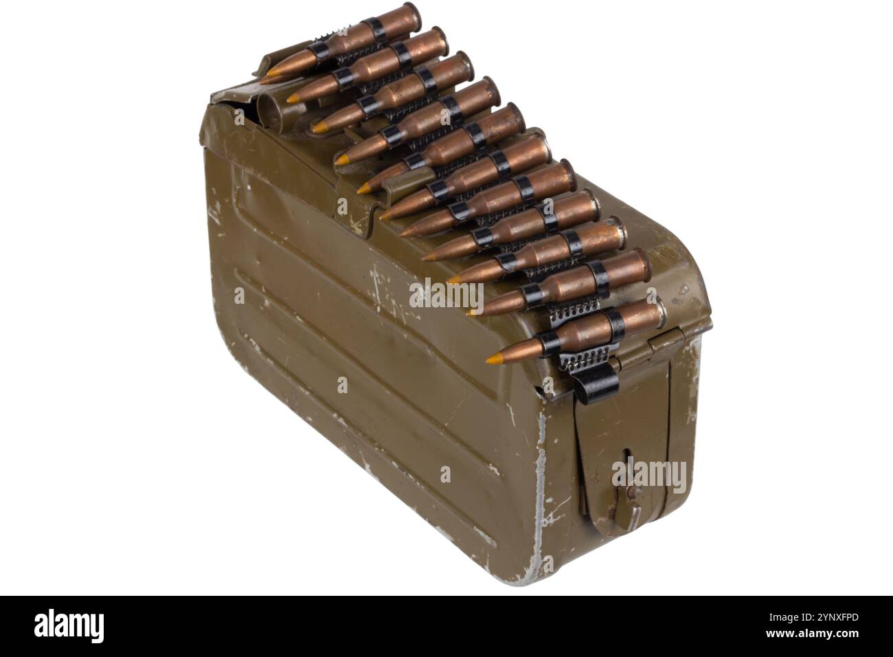 Ammo box with ammunition belt and 7.62 mm cartridges for kalashnikov PK ...