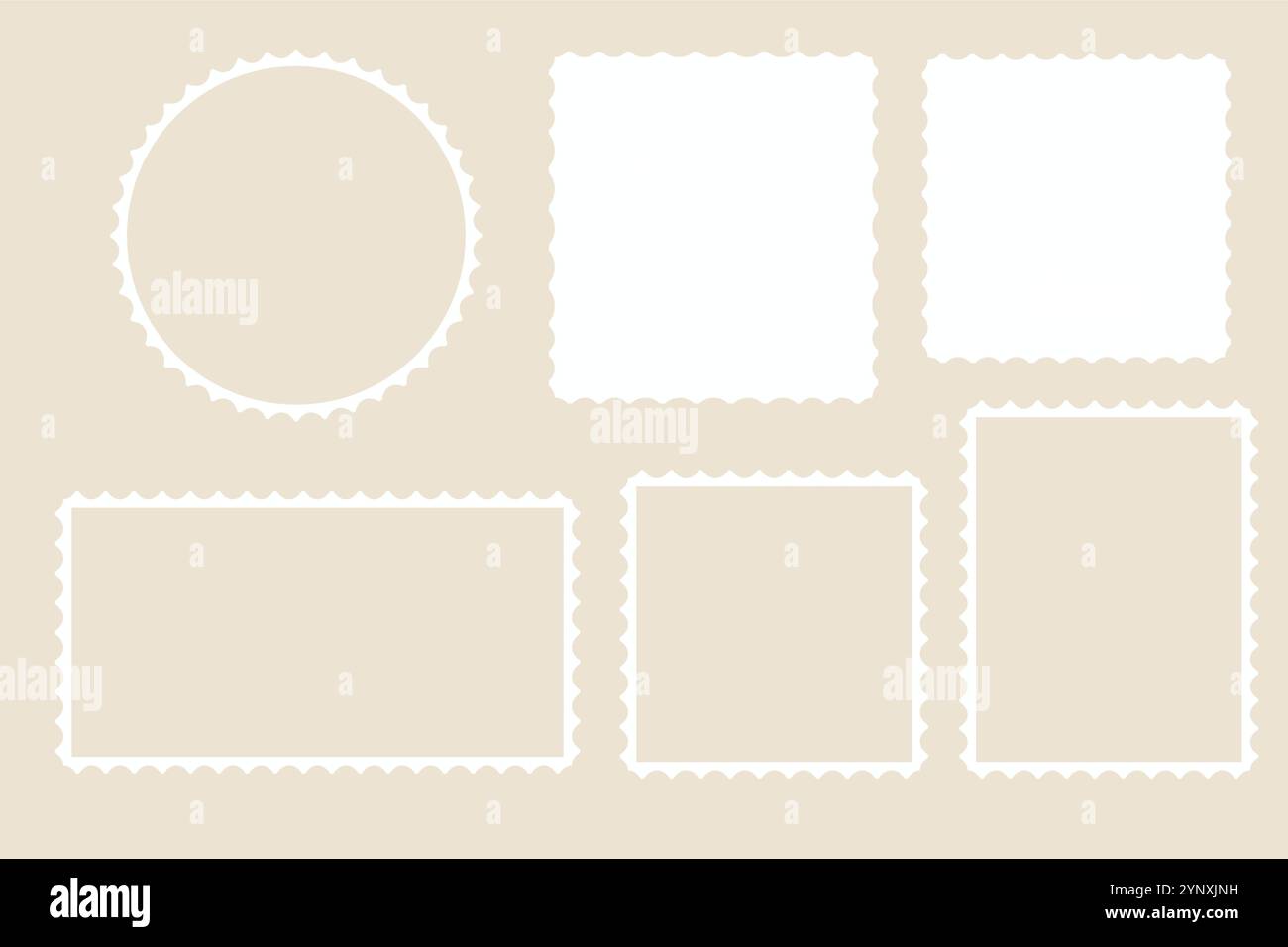 Post stamp. Blank empty postage mark, retro vintage border frame wavy ...