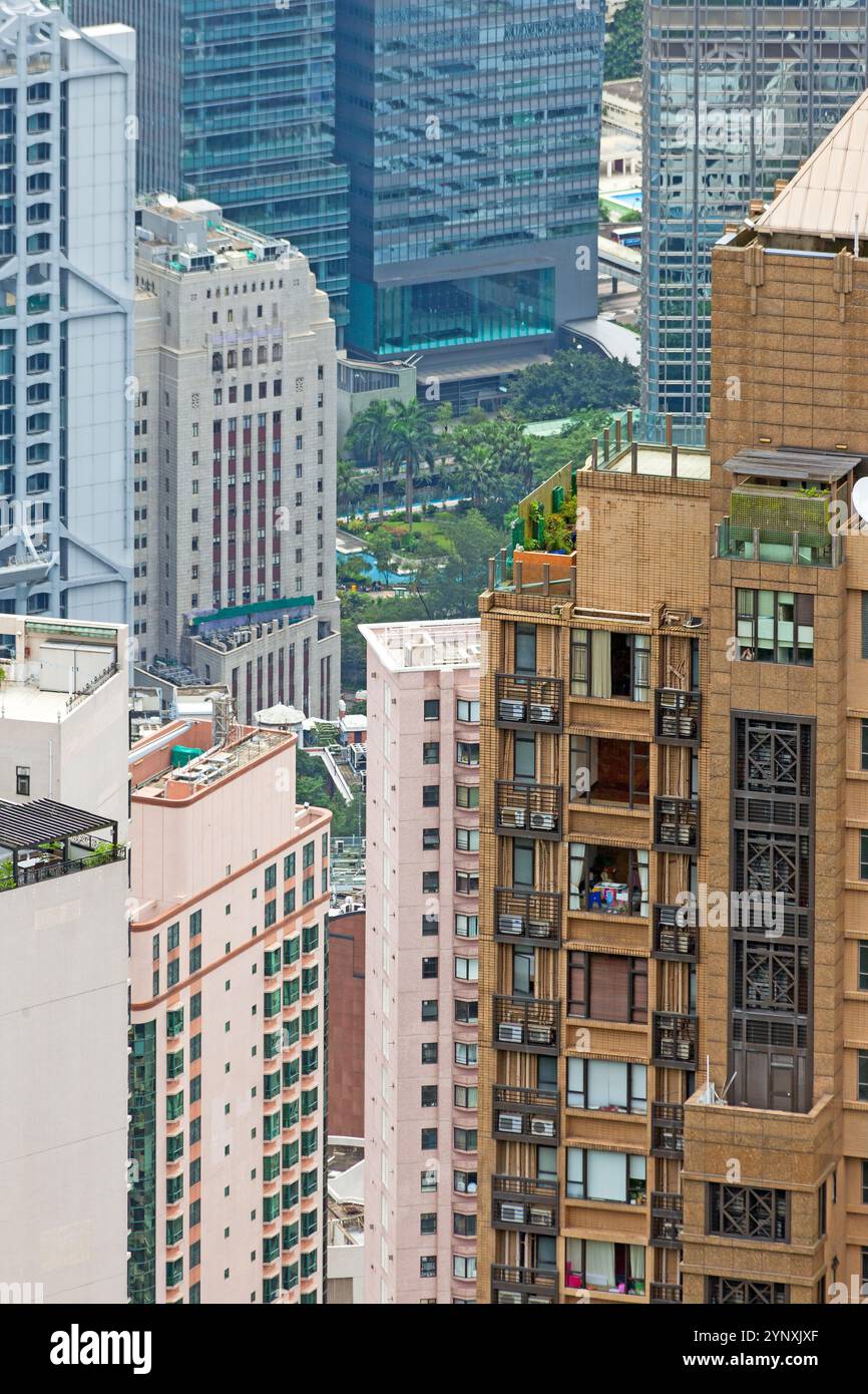Dense urban architecture in Hong Kong with tightly packed high-rise ...