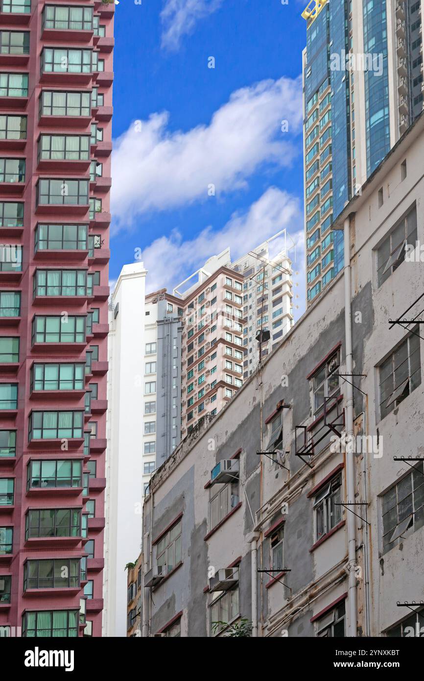 Dense urban architecture in Hong Kong with tightly packed high-rise ...