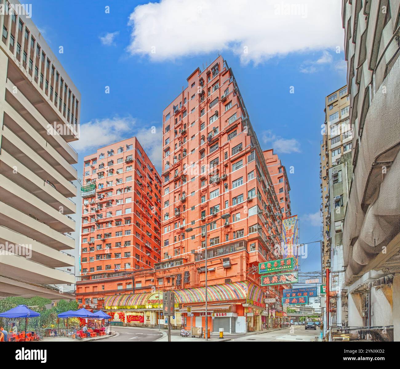 Dense urban architecture in Hong Kong with tightly packed high-rise ...