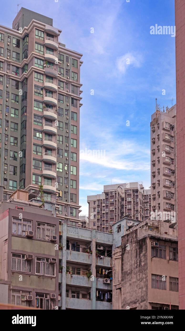 Dense urban architecture in Hong Kong with tightly packed high-rise ...
