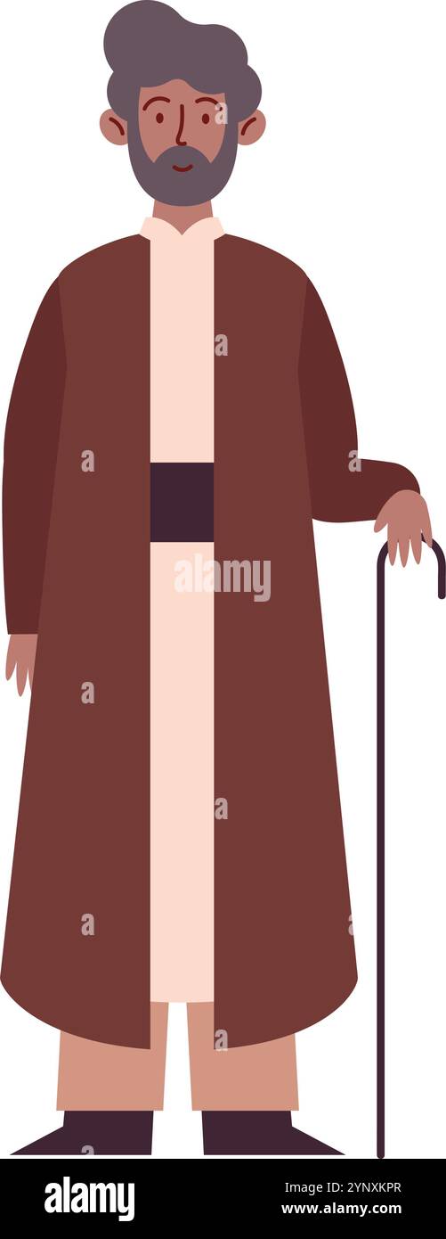 muslim old man with cane Stock Vector Image & Art - Alamy