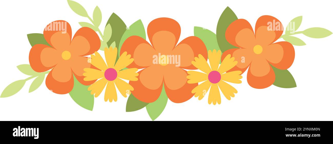 Row of yellow flowers Stock Vector Images - Alamy