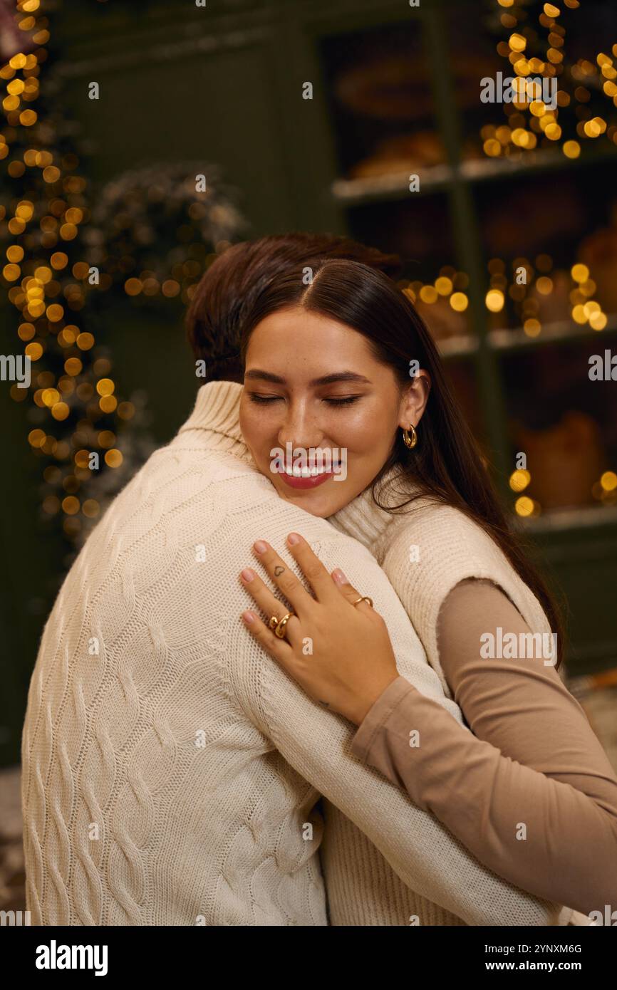 Couple shares a heartfelt moment, enveloped in warmth and affection ...