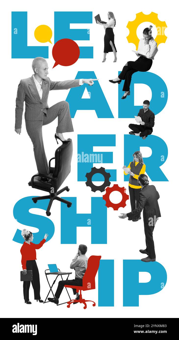 Leadership with business people in different roles, highlighting ...