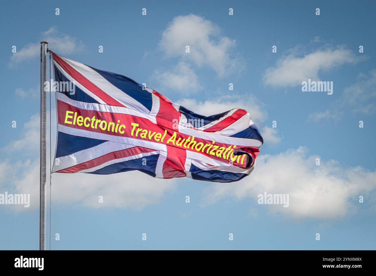 UK Flag Displaying Electronic Travel Authorization Notice Stock Photo ...