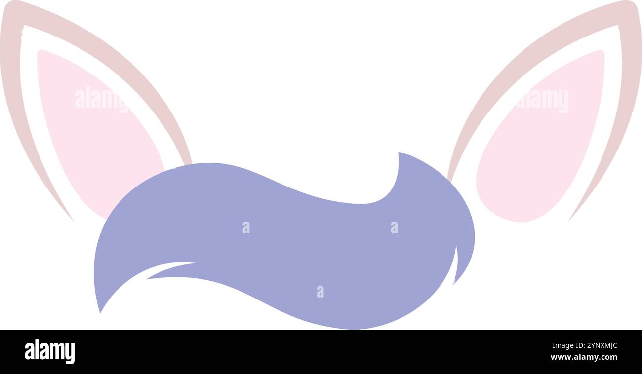 A cartoonish pink and blue ear with a purple line down the middle Stock ...