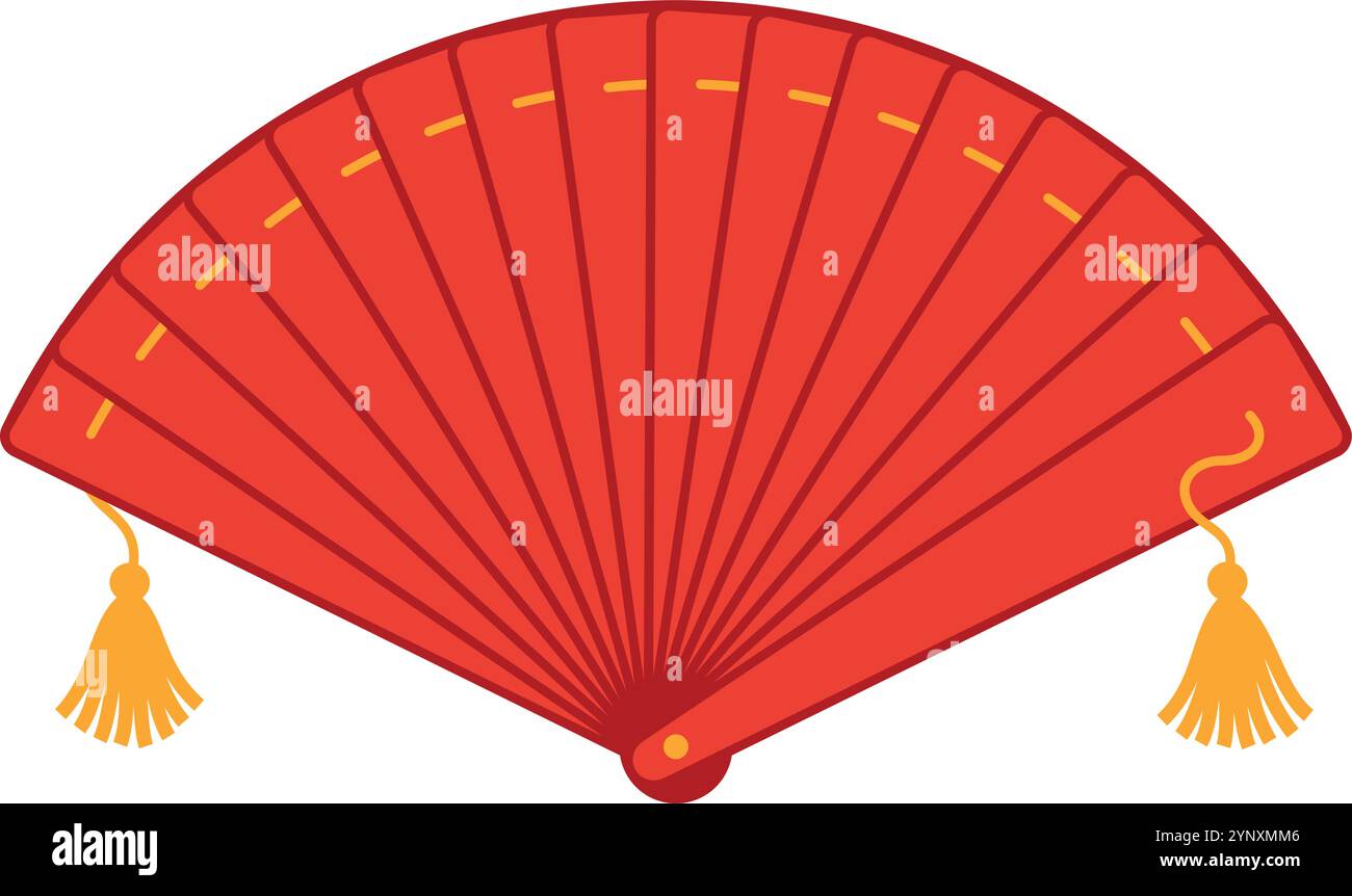 A red fan with yellow tassels is shown Stock Vector Image & Art - Alamy