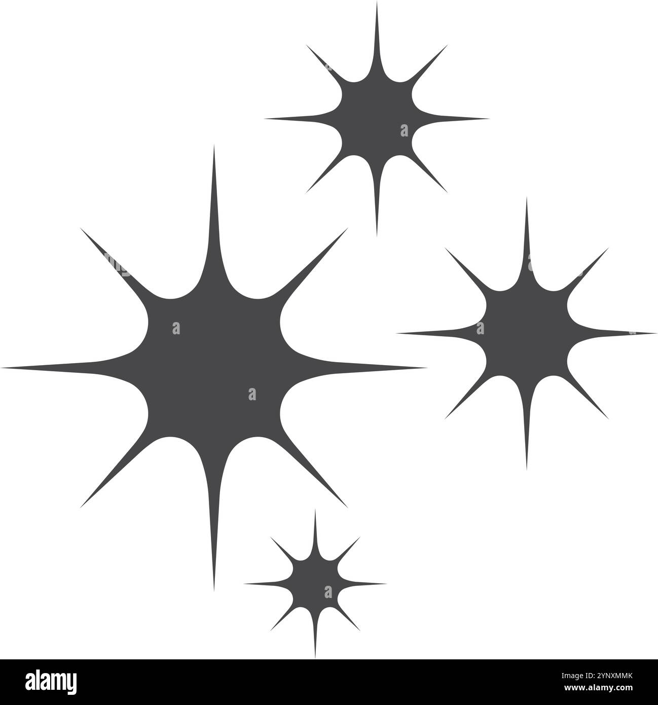 A black and white image of four stars with a white background. The ...