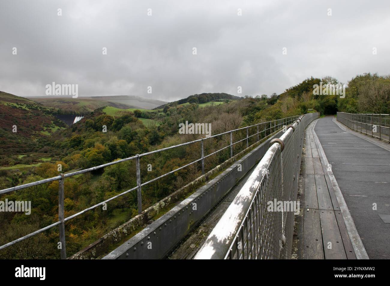 View of the Meldon Dam from the Meldon Viaduct, Devon, England Stock ...