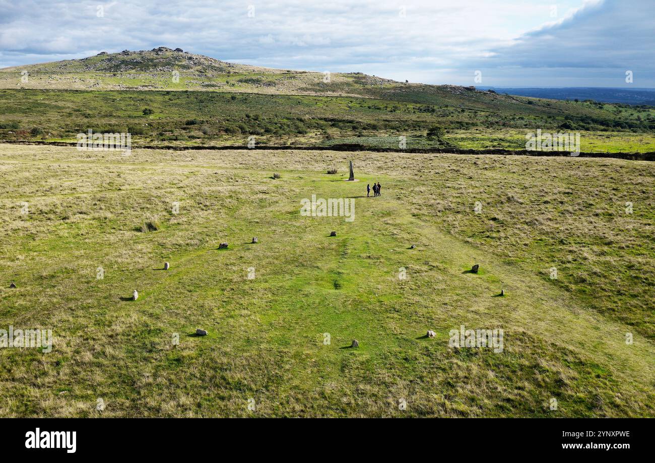 Merrivale prehistoric ritual site. Dartmoor, England. South over the ...