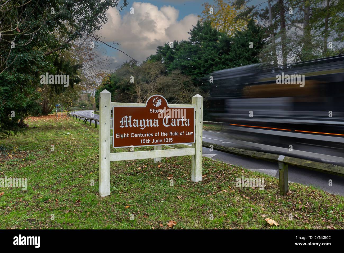 The signpost on the A308 marking the site where the Magna Carta was ...