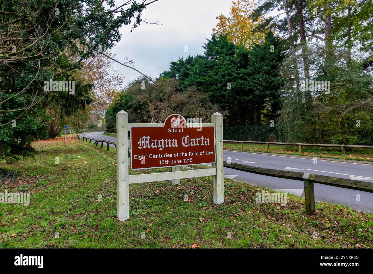 The signpost on the A308 marking the site where the Magna Carta was ...