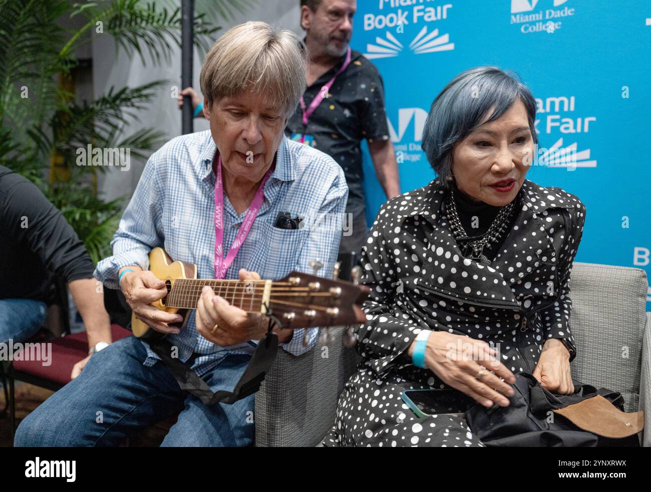 MIAMI, FL-NOV 23: Dave Barry and Amy Tan are seen during “The Rock ...