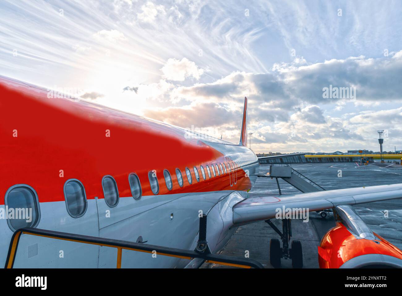 Airplane parked at Copenhagen airport. Copenhagen, Denmark. High ...