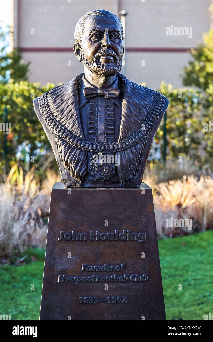 A general view of the John Holding statue outside of Anfield the UEFA Champions League, League ...