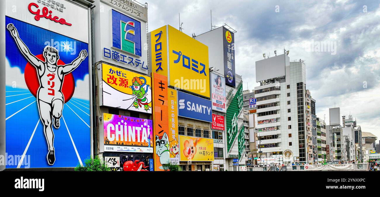 Osaka,Japan-Oct24,2024 :Shopping area at Dotonbori the famous Glico Running Man neon show the ...