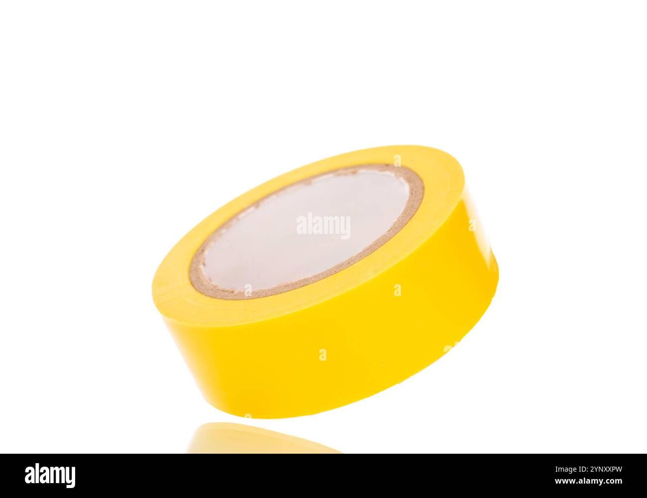One roll of electrical insulating tape, close-up, isolated on white ...