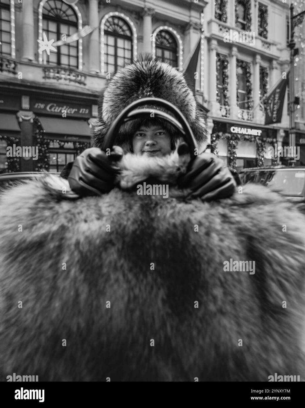 A fur fan in London's Mayfair Stock Photo - Alamy