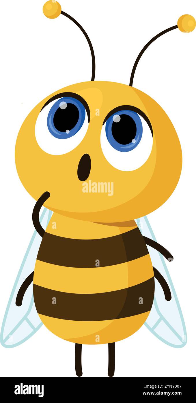 A cartoon bee with its eyes closed and mouth open. The bee is looking ...