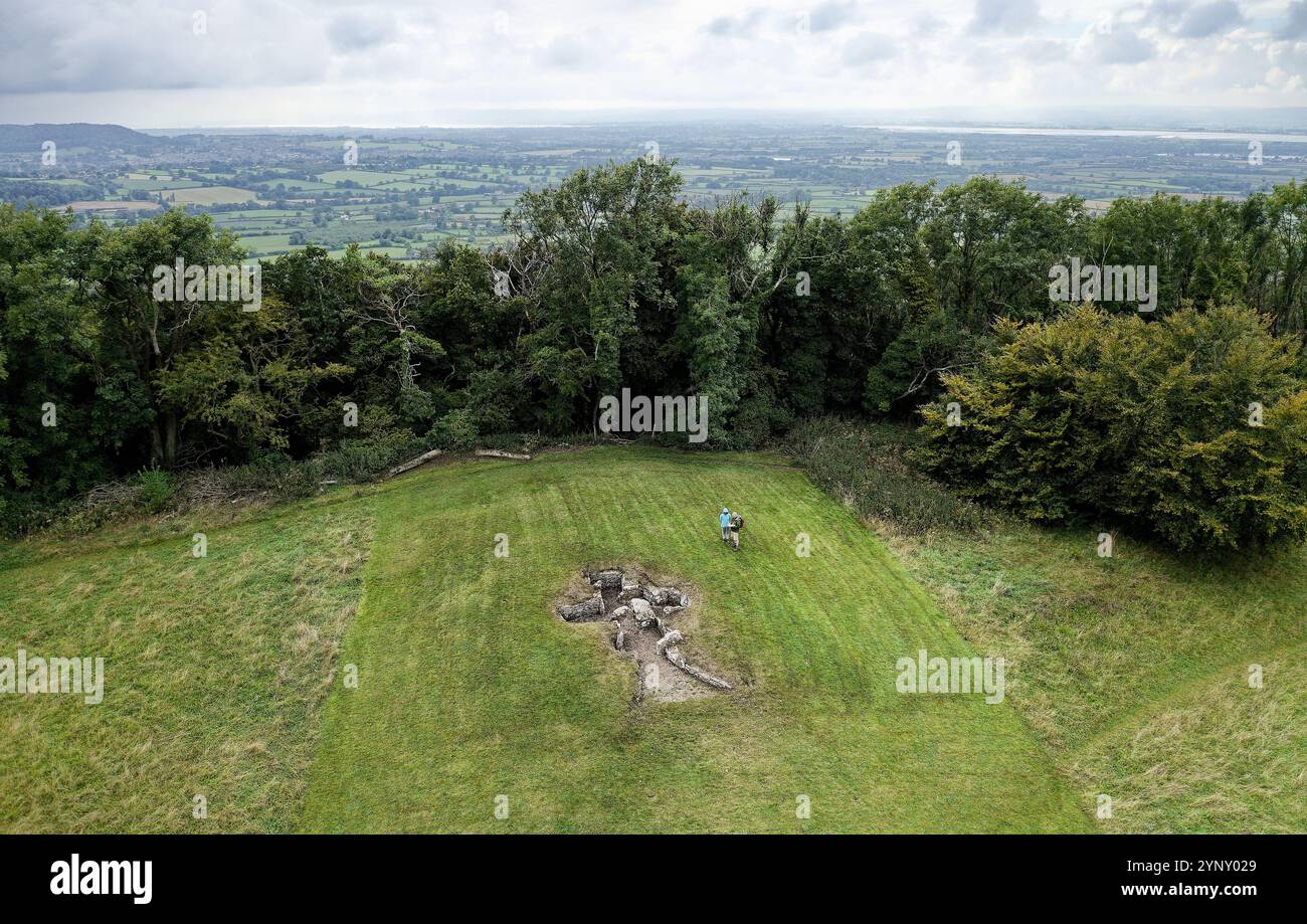 Nympsfield Long Barrow prehistoric Neolithic burial site. Coaley Peak ...