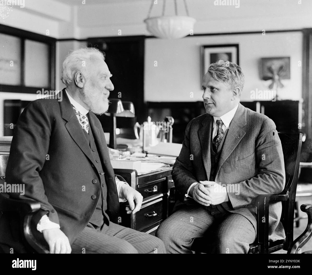 Alexander Graham Bell and Jas. J. Davis meeting in 1921 Stock Photo - Alamy