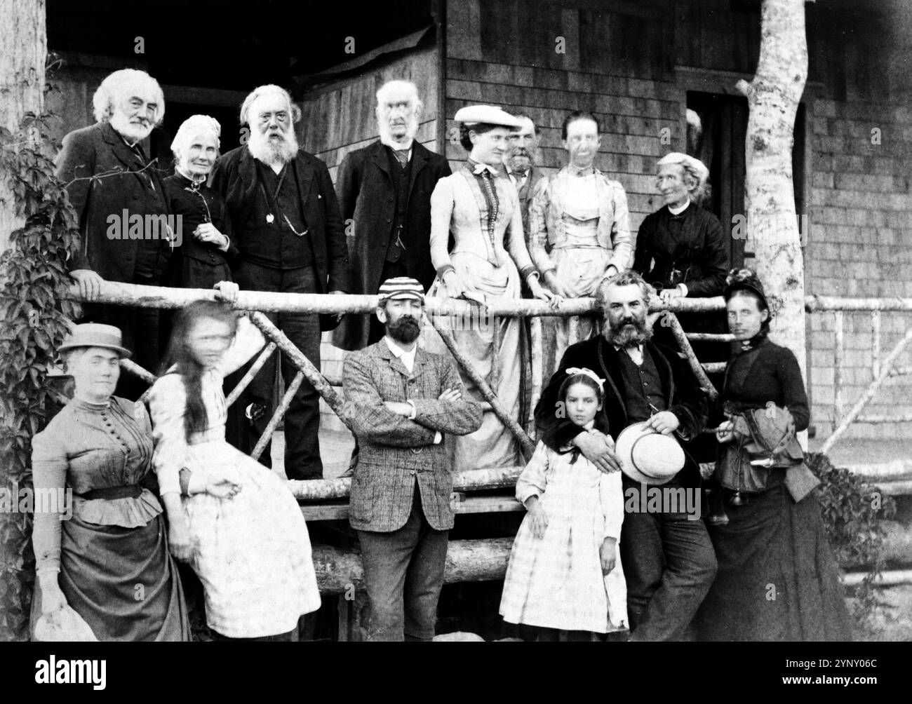 Alexander Graham Bell with his family and friends at the lodge, Baddeck ...