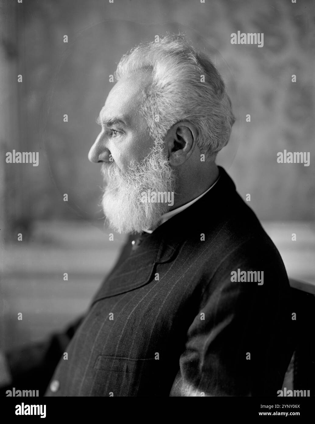 Inventor Alexander Graham Bell profile portrait, facing left, Harris ...