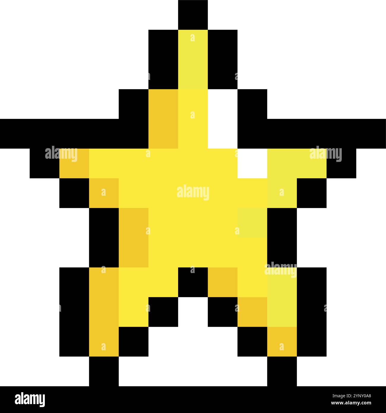A pixelated yellow star with black outlines. The star is the main focus ...