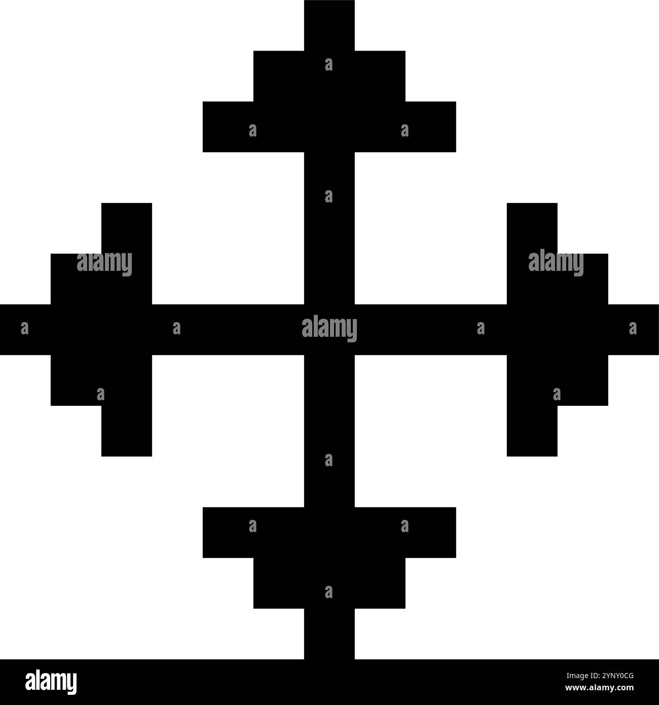 A black and white cross with four points. The cross is a symbol of ...