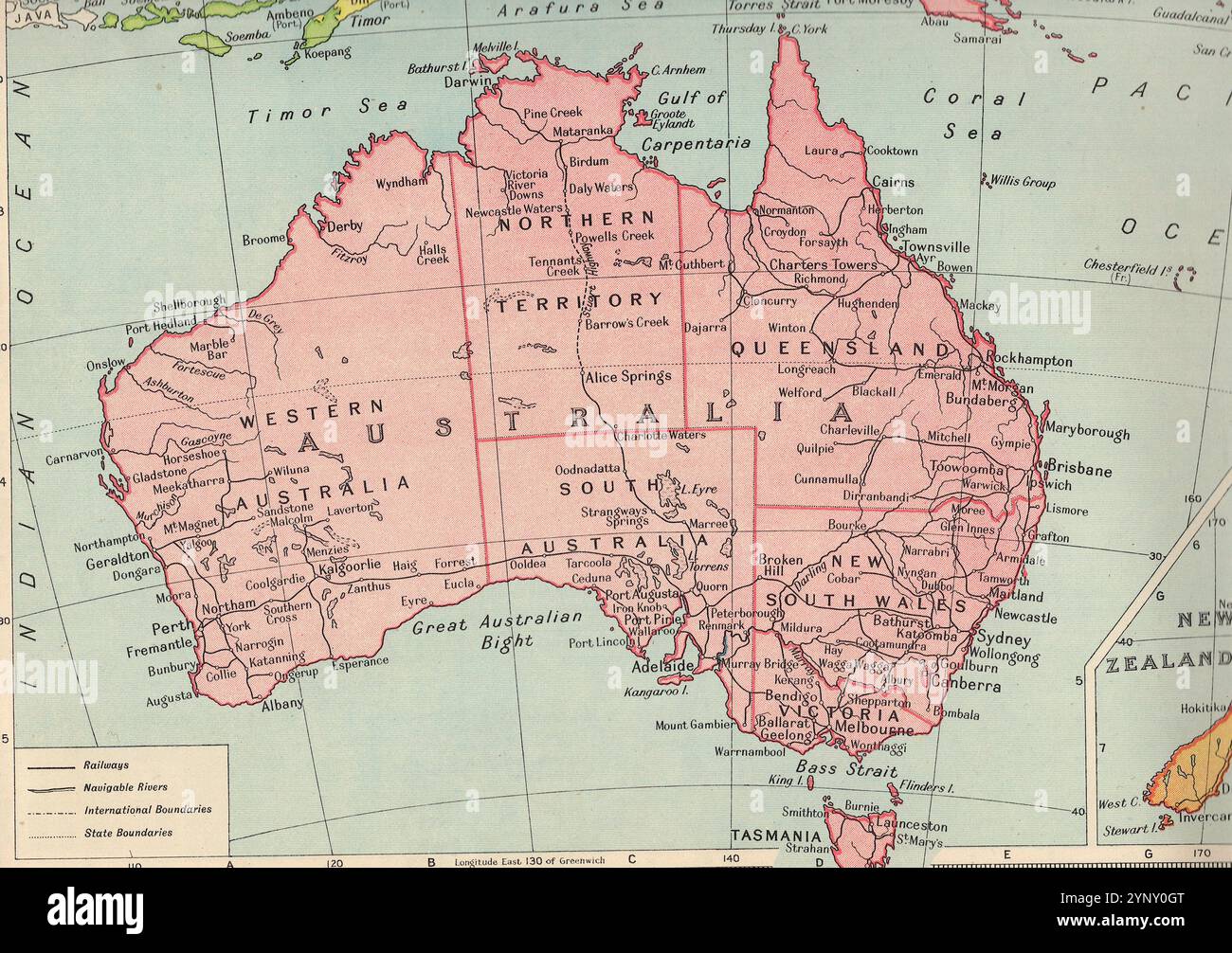 A vintage political map from the mid 20th century showing Australia ...
