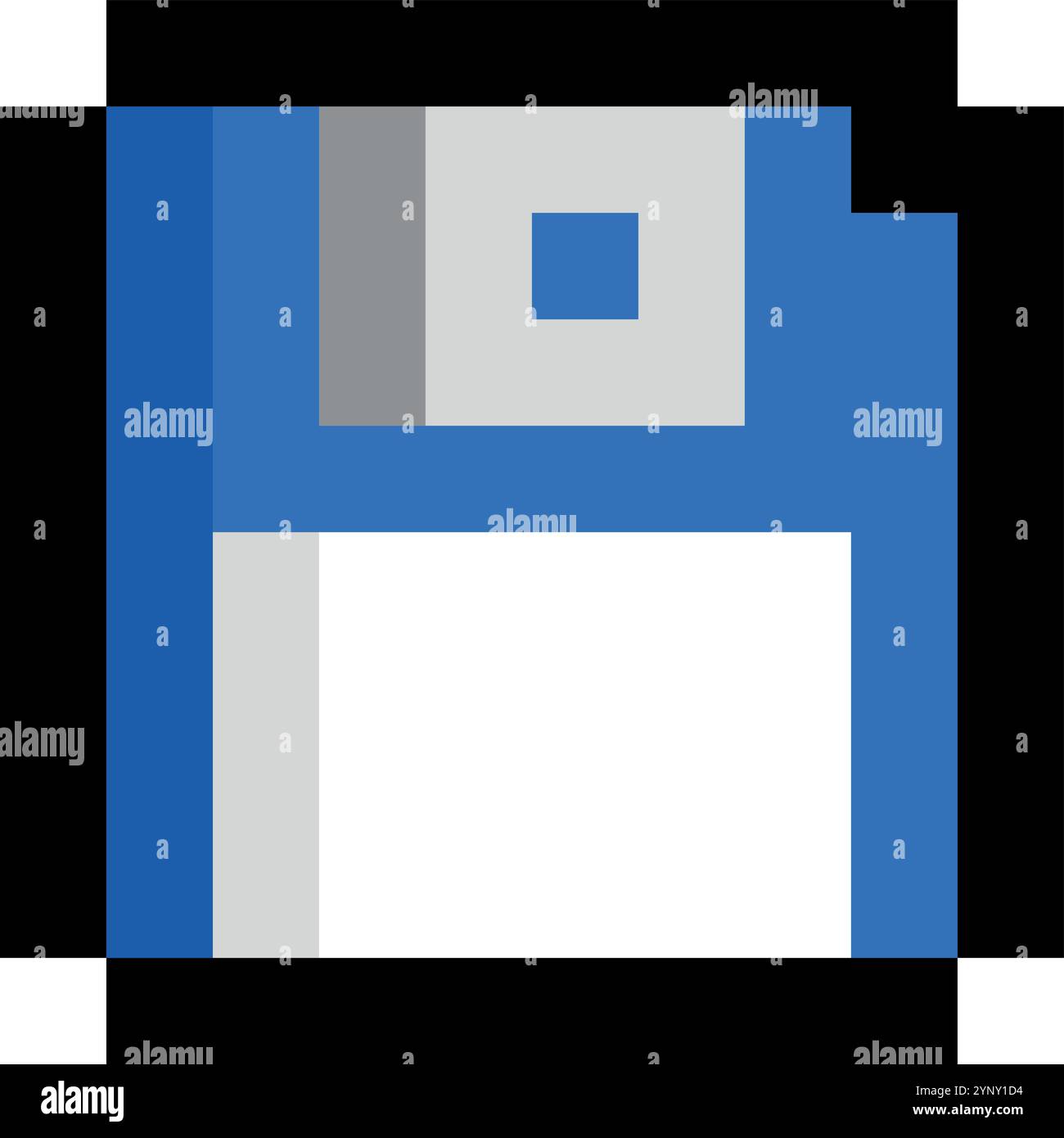 A blue floppy disc with a white border. The blue color of the disc is ...