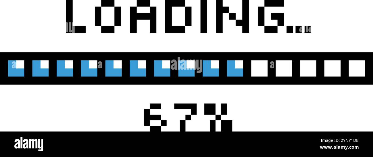 A pixelated image of a loading bar with the number 67 on it Stock ...