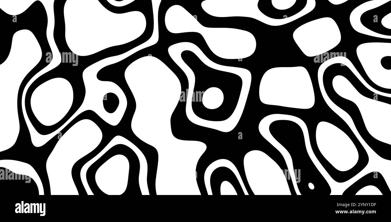Abstract Modern Minimal Black And White Monochrome Geometry Terrain Lines Psychedelic Pattern