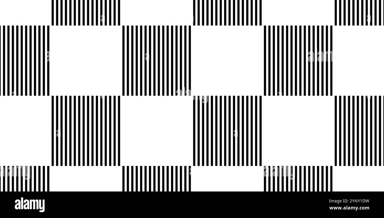 Abstract Modern Minimal Black And White Monochrome Geometry Vertical Lines Checker Pattern