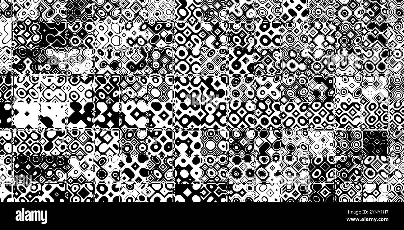 Abstract Modern Minimal Black And White Monochrome Geometry Checker Pattern Filled With