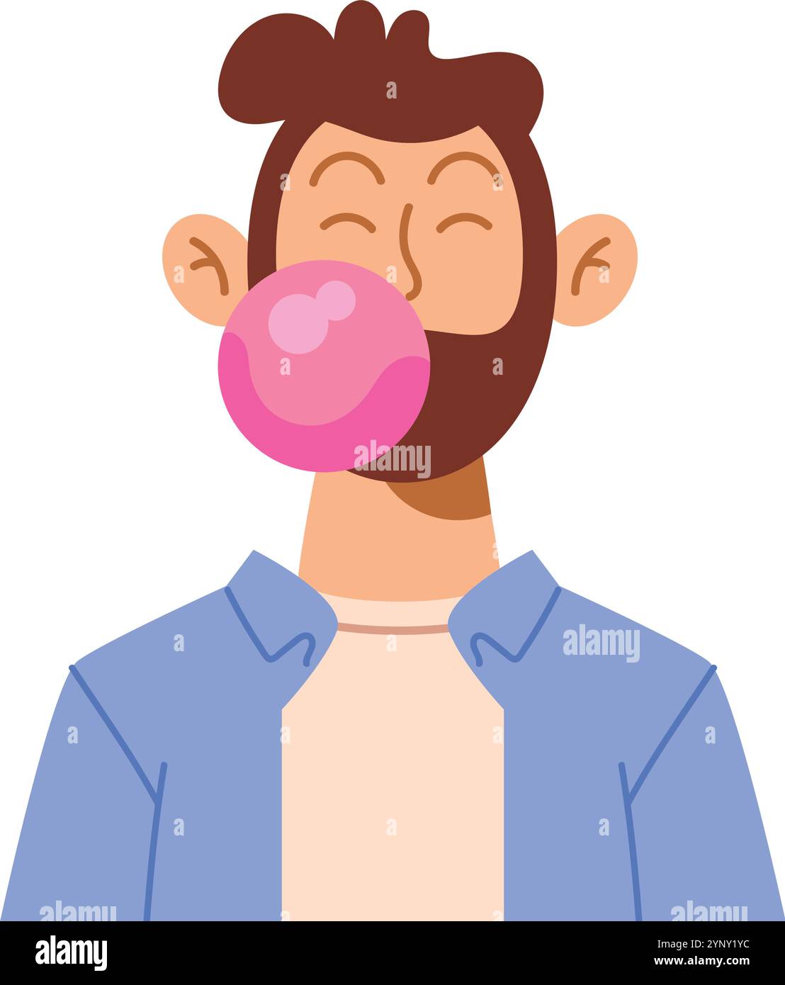 Bearded Man Chewing Bubble Gum Stock Vector Images Alamy