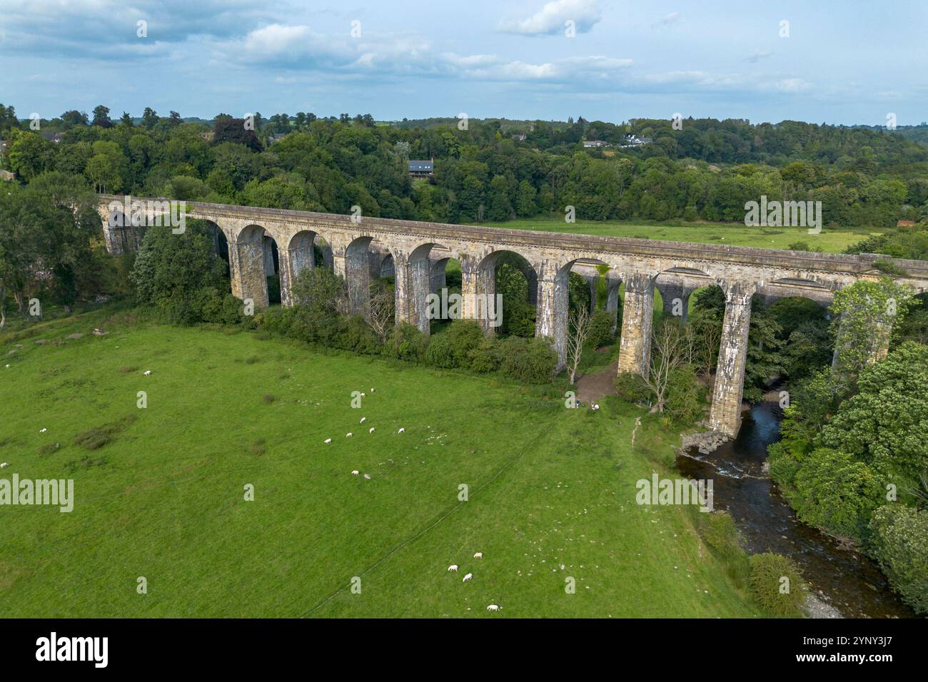 Aerial view of Chirk Aqueduct & Viaduct, Chirk, Wales, UK Stock Photo ...