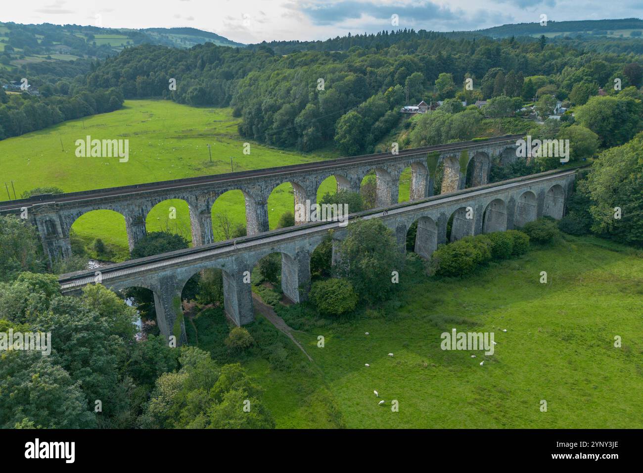 Aerial view of Chirk Aqueduct & Viaduct, Chirk, Wales, UK Stock Photo ...